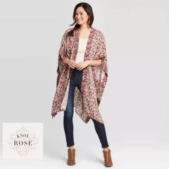 Knox Rose | Tops | Target Knox Rose Floral Open Front Kimono Medium ...